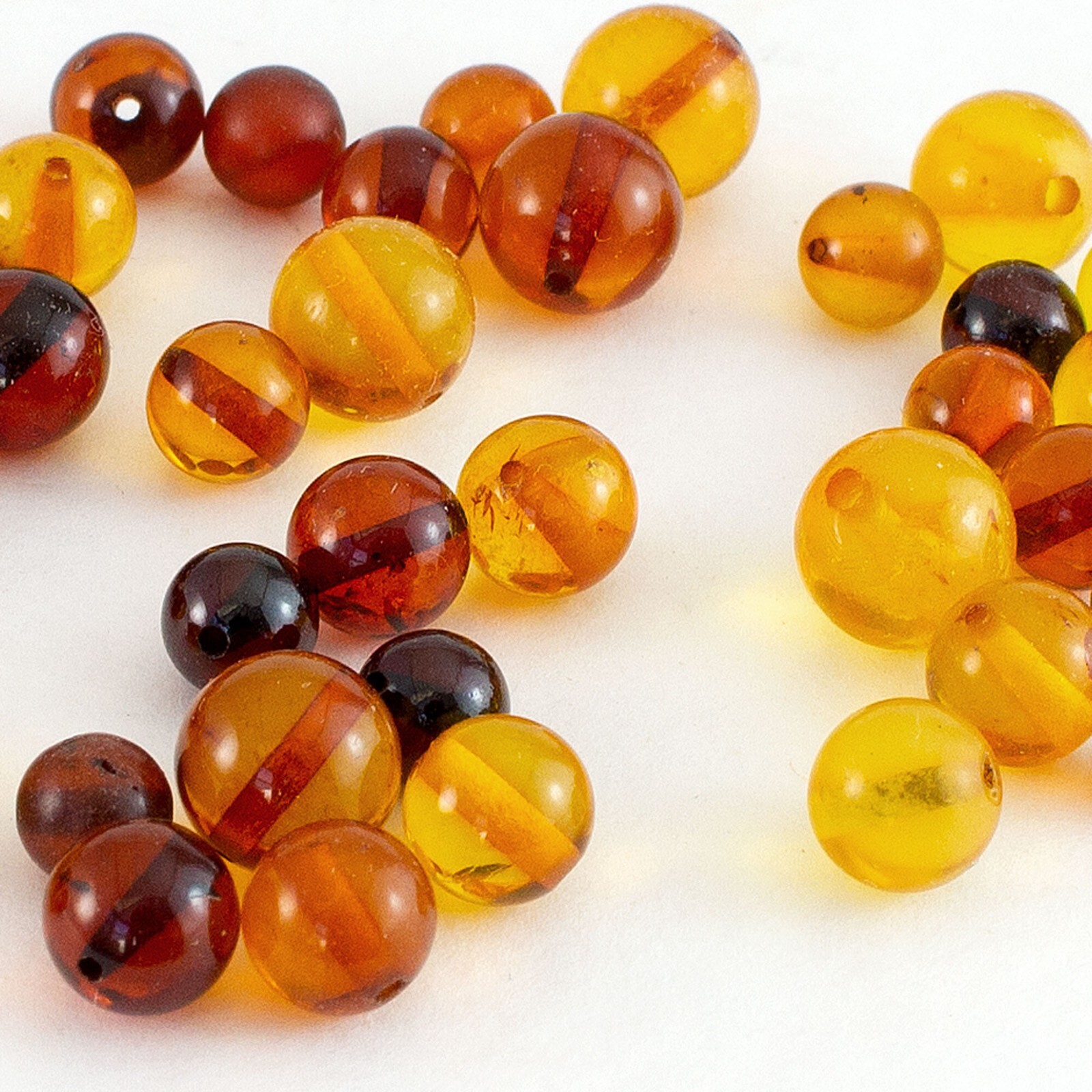 Amber Loose Beads, Genuine Vintage Round Baltic Amber Beads, Lot of 5 ...