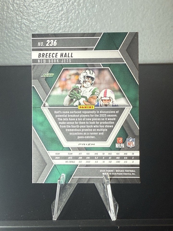 2025 Panini Mosaic BREECE HALL Purple Scope #236 New York Jets | eBay