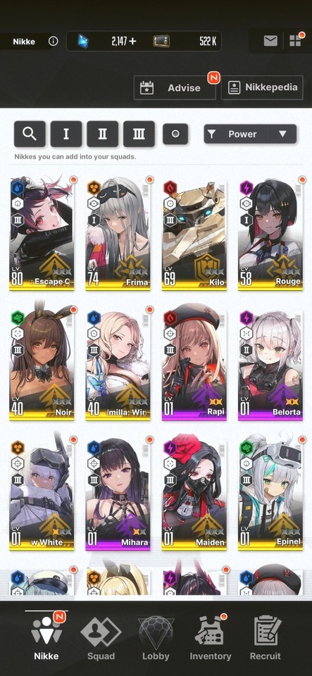 Nikke Starter Account 43 ssr. Pilgrim Rapi, Redhood, Cinderella, Crown ...