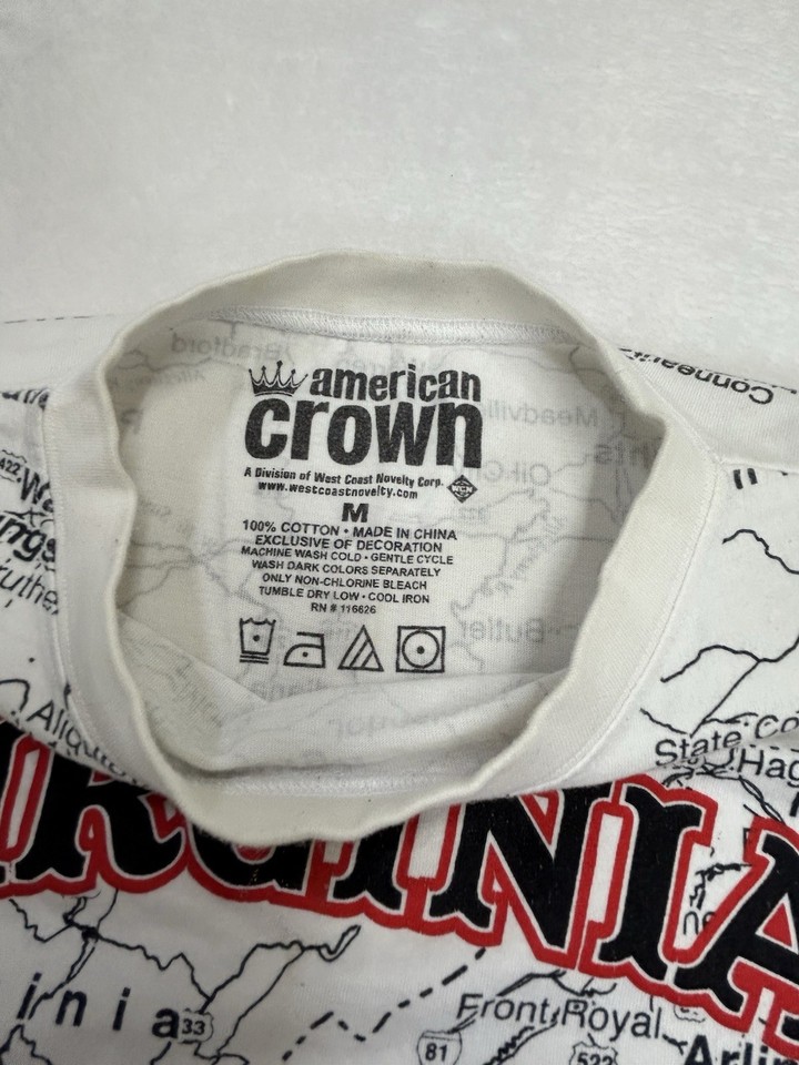 American Crown T-shirt Graphic Virginia Map Black/white Men's Sz M ...