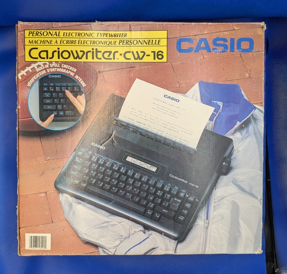 Casiowriter CW-16 Electronic Typewriter, Works, Manual, AC Adapter, 3 ...