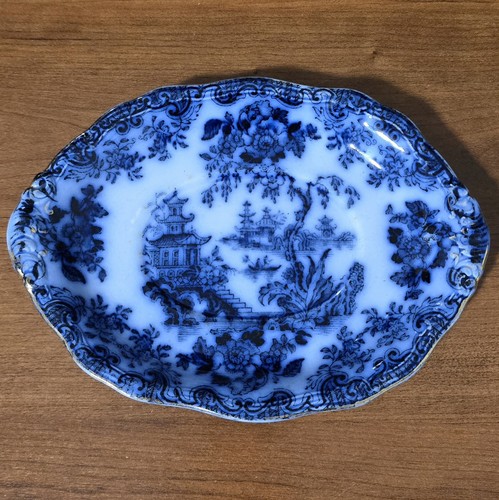 Antique Furnivals LTD SHANGHAI Flow Blue 8"×6" Oval Plate Dorridge ...