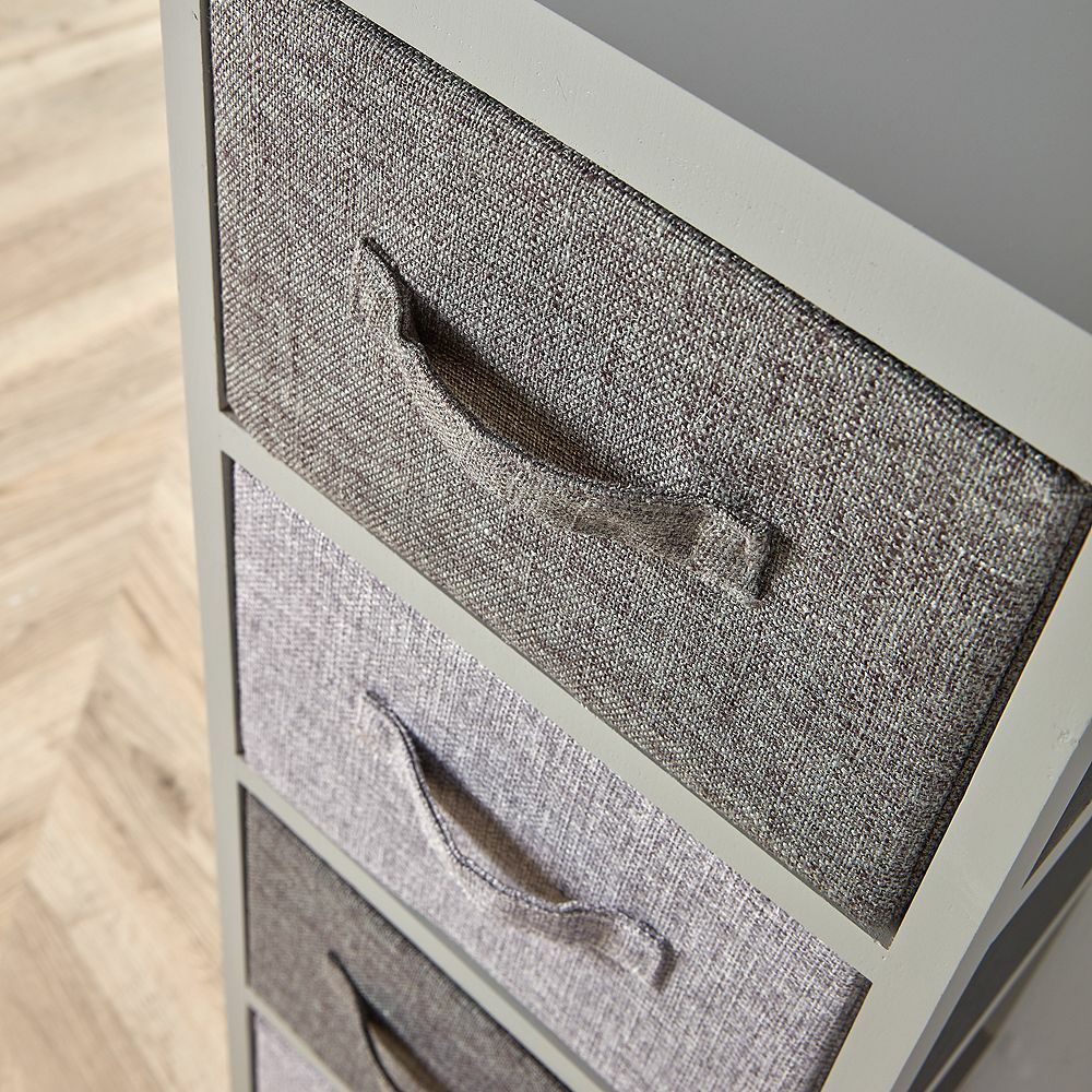 Grey Wooden Storage Unit Drawers Fabric Basket Chest Organiser Bedroom ...