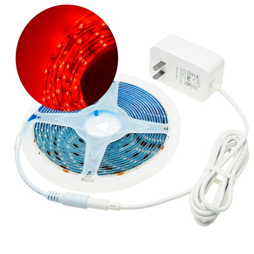Red Light 2835 LED Strip Kit with UL Power Supply 300LED/5M/16ft ...