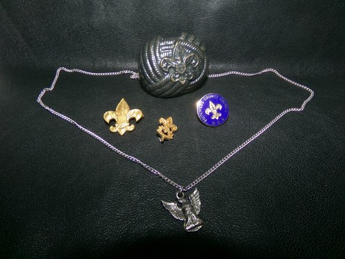 BOY SCOUTS OF AMERICA SLIDER BE PREPARED PIN BSA STERLING SILVER EAGLE ...