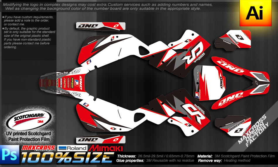 Maxcross Design Graphic kit Full Decal FOR HONDA 1997-1999 CR125R ...