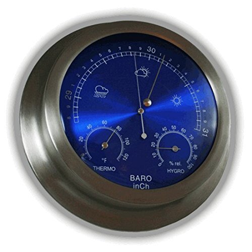 WS-228TBH 9" Brushed Aluminum Contemporary Barometer with Temperature and Hum... | eBay
