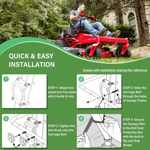 Riding Lawn Mower Sun Shade Canopy for Husqvarna Zero Turn with ROPS ...