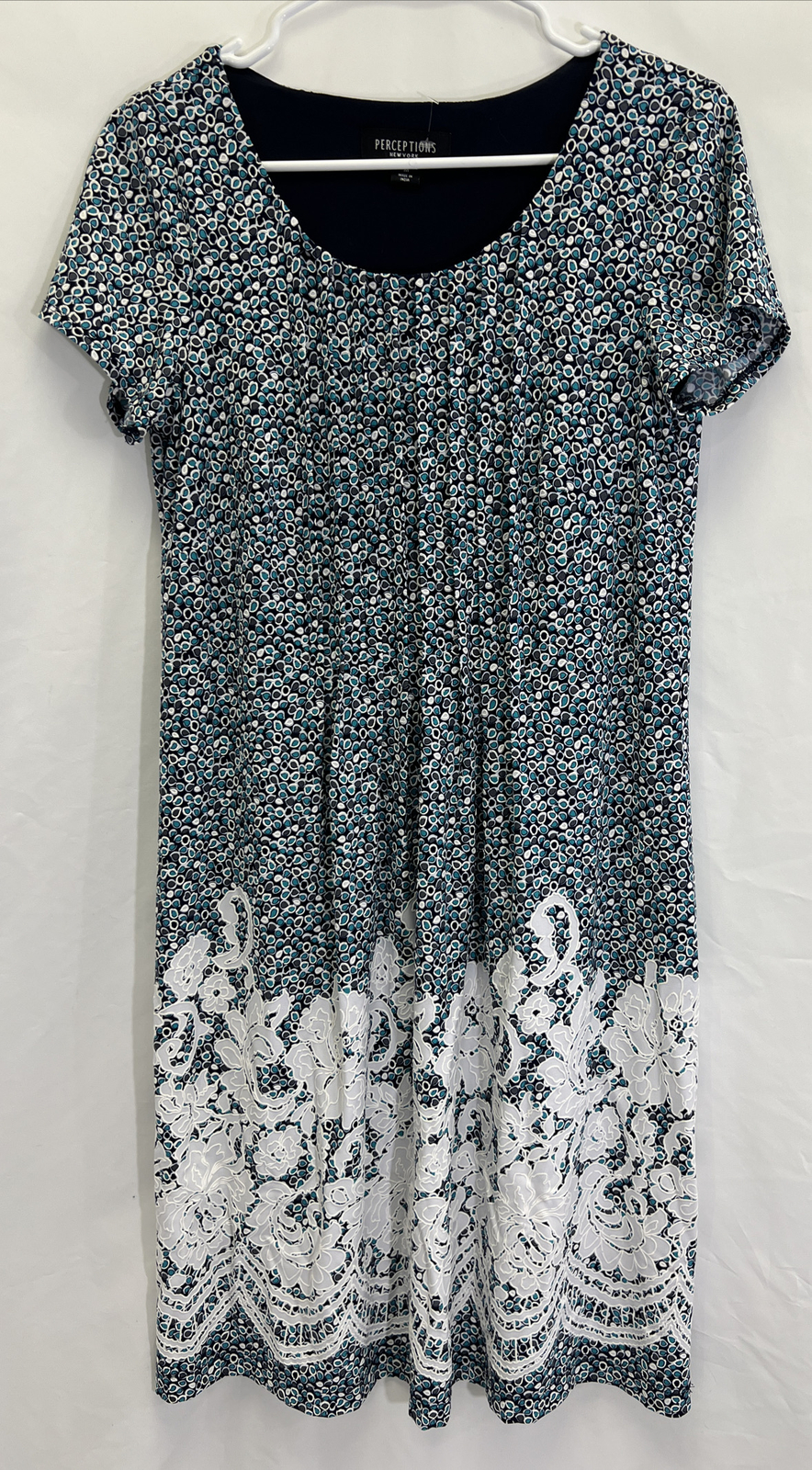 Perceptions New York Cap Sleeve Floral Shift Dress szM Pleated Front | eBay