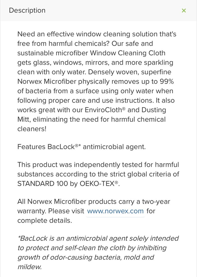 New for Norwex Lovers - Window Cloth w/Baclock No Scratching Limited ...