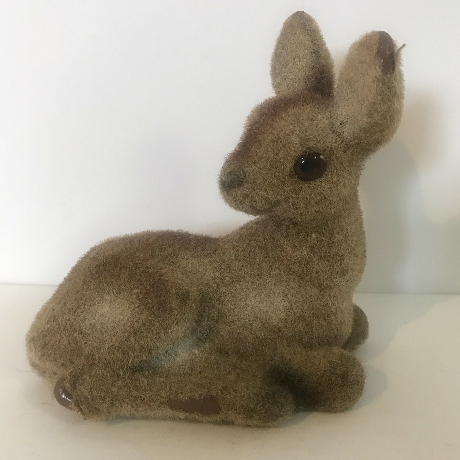 Vintage Flocked Brown Fawn Deer Seated Figure 6" Tall Christmas Winter ...