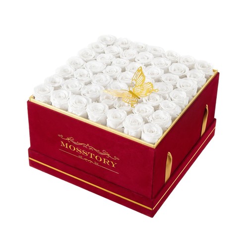 Mosstory Preserved Roses in a Box 49-Piece Forever Flowers Gifts for ...