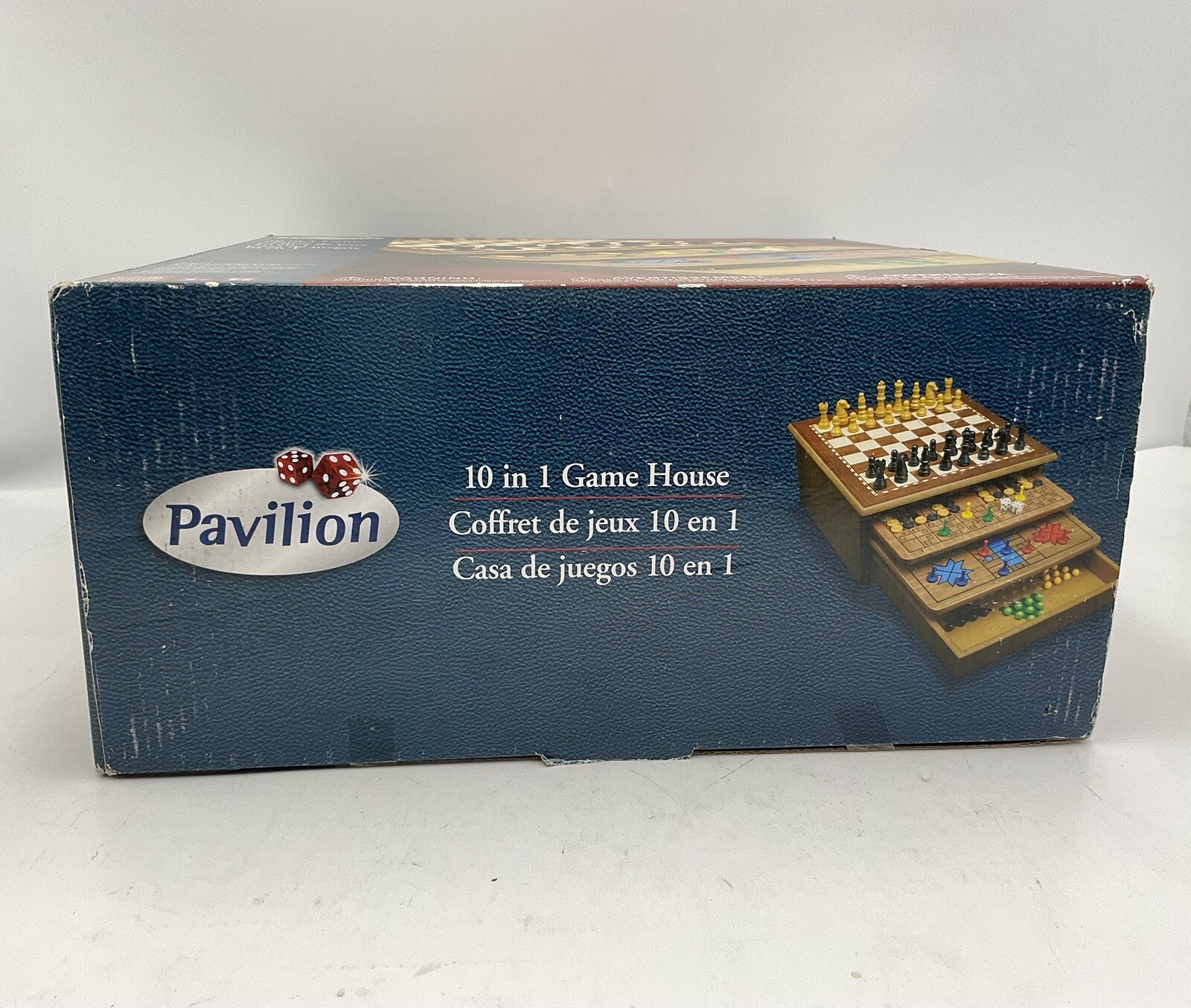 Pavilion 10 in 1 Wooden Chess Board Games Slide Out Checkers House Unit ...