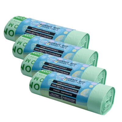60x Bonnie Bio 60L Green Compostable Pedal Bin & Tall Kitchen/Garbage ...