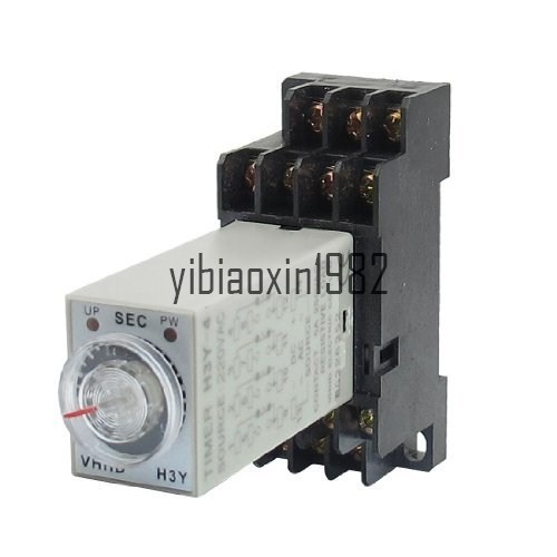 DC 24V 14 Pins 14p 4PDT 0-1S Timer Delay DIN Rail Time Relay H3Y-4 with ...