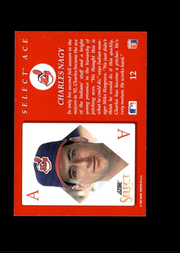 Charles Nagy 1993 Score Select - Aces Indians authentic autographed ...