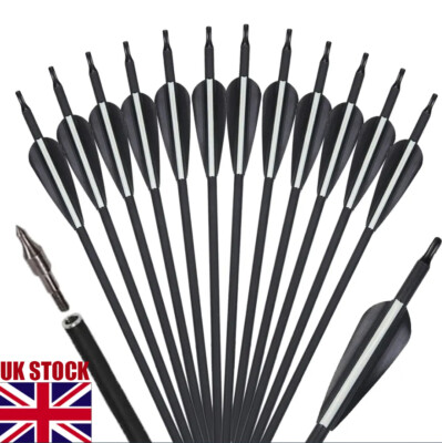 12X 30" Carbon Arrows Screw Tips Archery Recurve Compound Bow Hunting ...