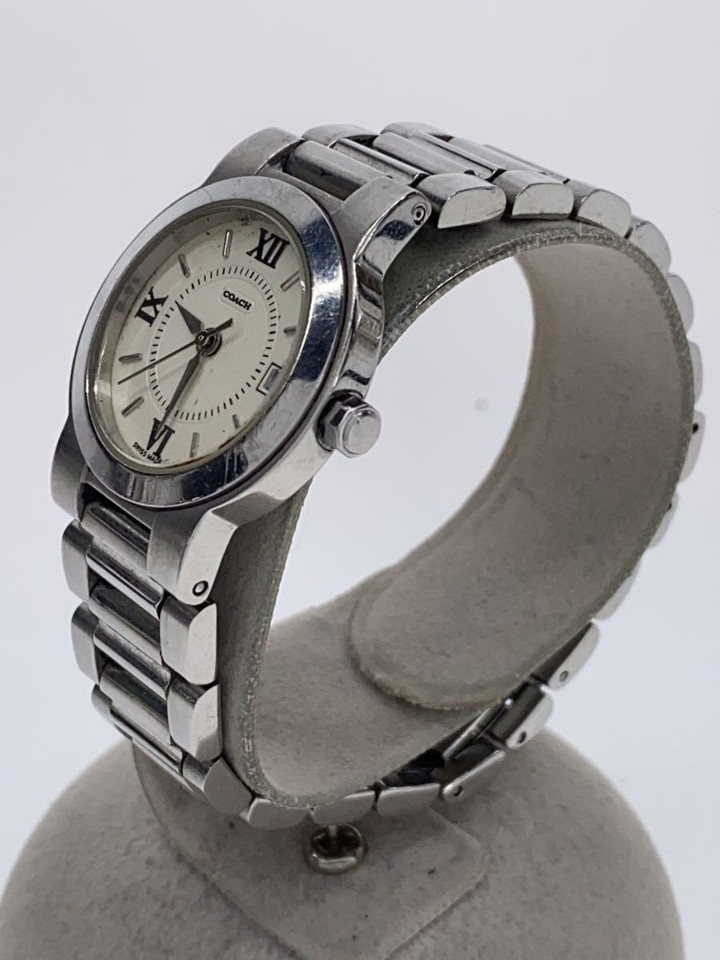 COACH 0192 Quartz Analog Stainless Steel Silver Watch Excellent JAPAN ...
