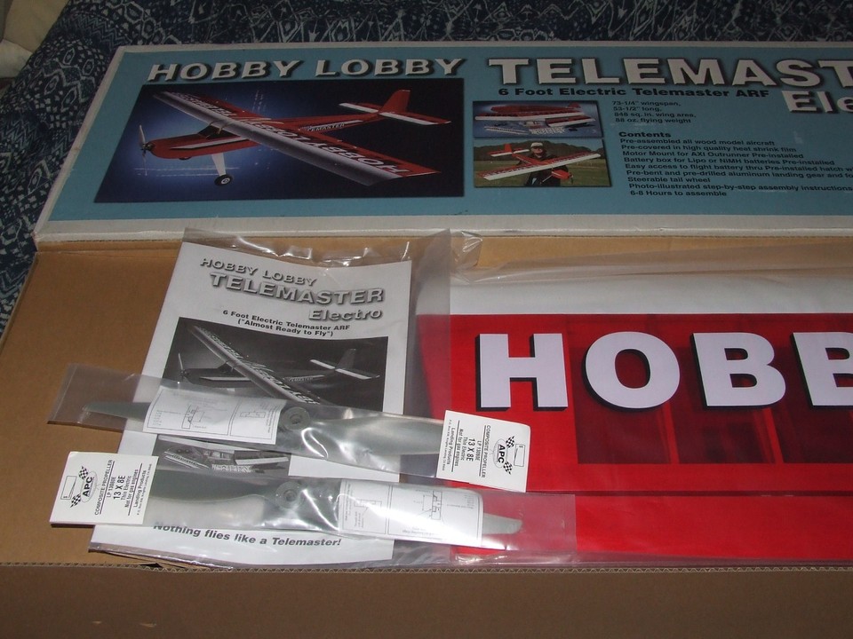 NIB 6ft HOBBY LOBBY ELECTRO TELEMASTER ELECTRIC ARF BALSA R/C MODEL ...