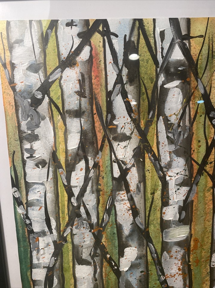 18/24 Original Painted On High Quality Paper, Abstract Birch Trees ...