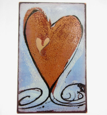 Houston Llew Spiritiles Turner Heart II Hanging Wall Tile Art Glass ...