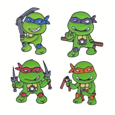 4pc SET Ninja Turtles PINS Metal Pin Badges Perfect Holiday Gift Kids ...