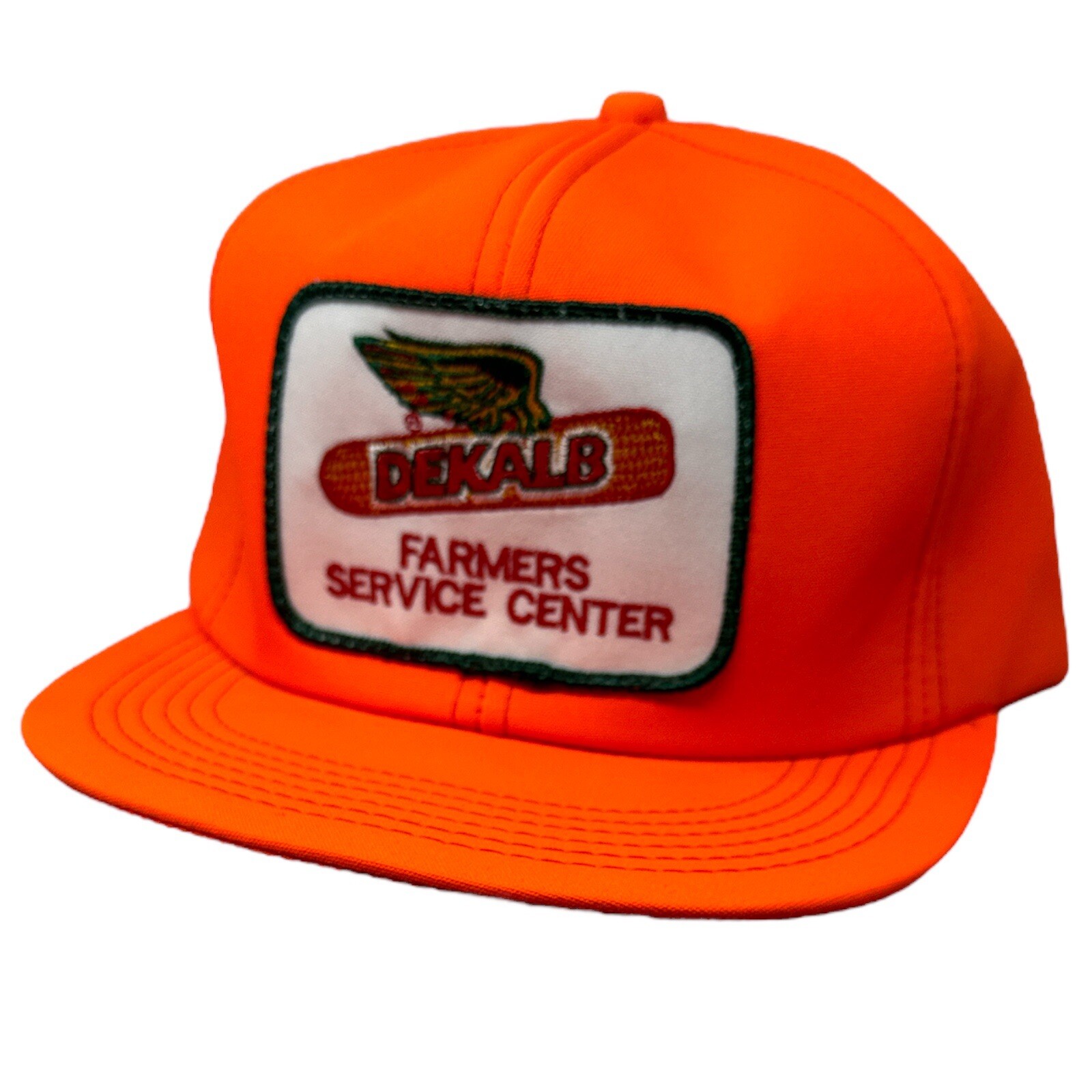 Vtg K Products Big Patch Farm Trucker Hat Dekalb Snapback Blaze Orange ...