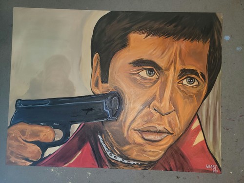 Stop fu#kn Around Hector!!$ Scarface Fan Art 30x40.. original Artwork ...