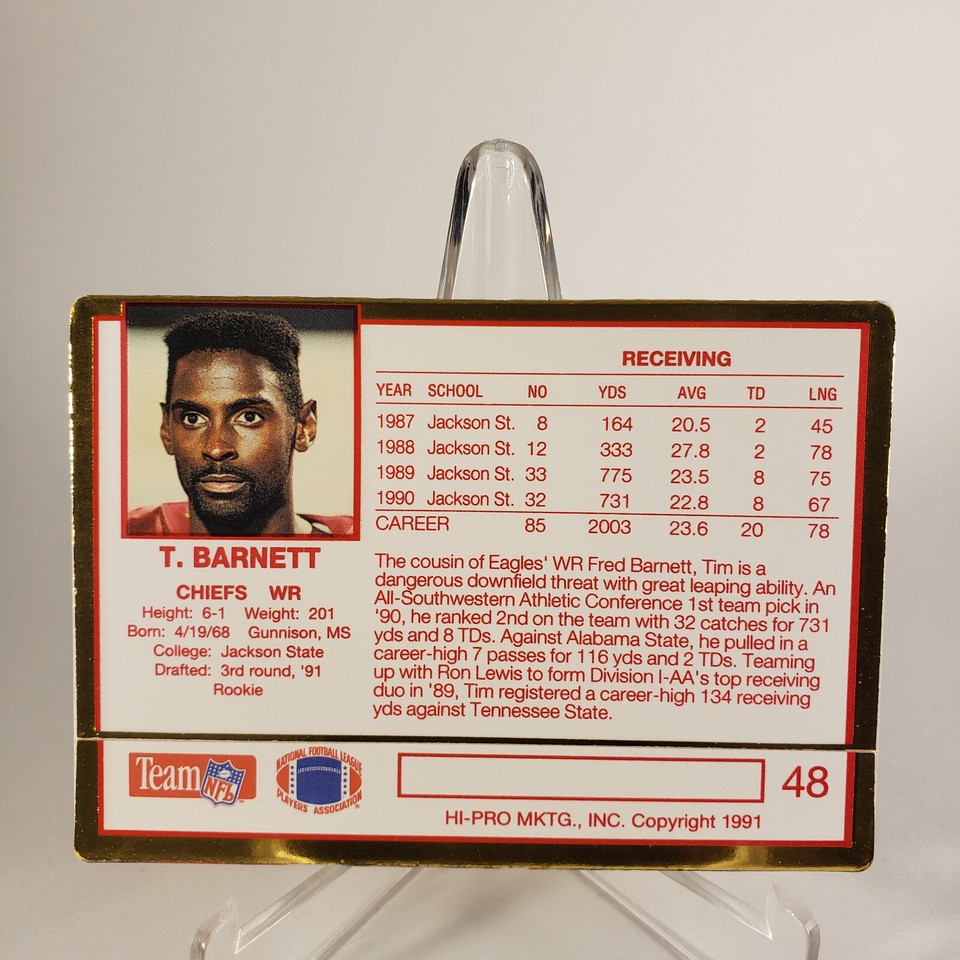1991 Action Packed Rookie Update Tim Barnett #48 Football Card | eBay