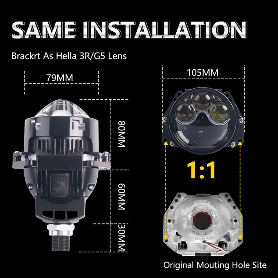 3.0'' Laser Headlight Bi LED Projector Hyperboloid Lens For Hella 3R G5 ...