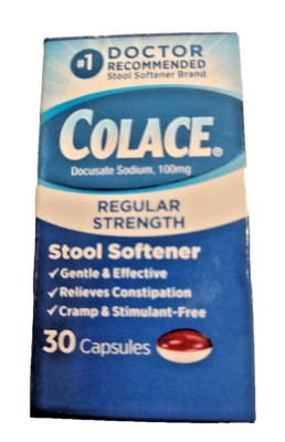 Colace Regular Strength Stool Softener - 100 mg - 30 Capsules | eBay