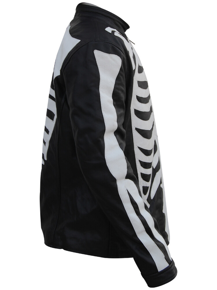 Mens Motorcycle Biker Skeleton Bones Leather Jacket Costume | eBay