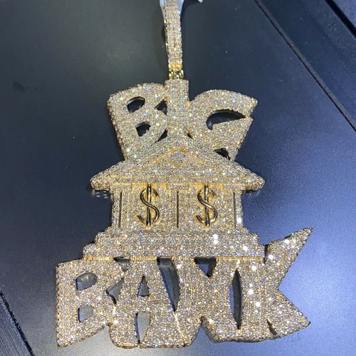 10k Solid Gold Big Bank 7.75 Carat Natural Diamond Pendant. | eBay