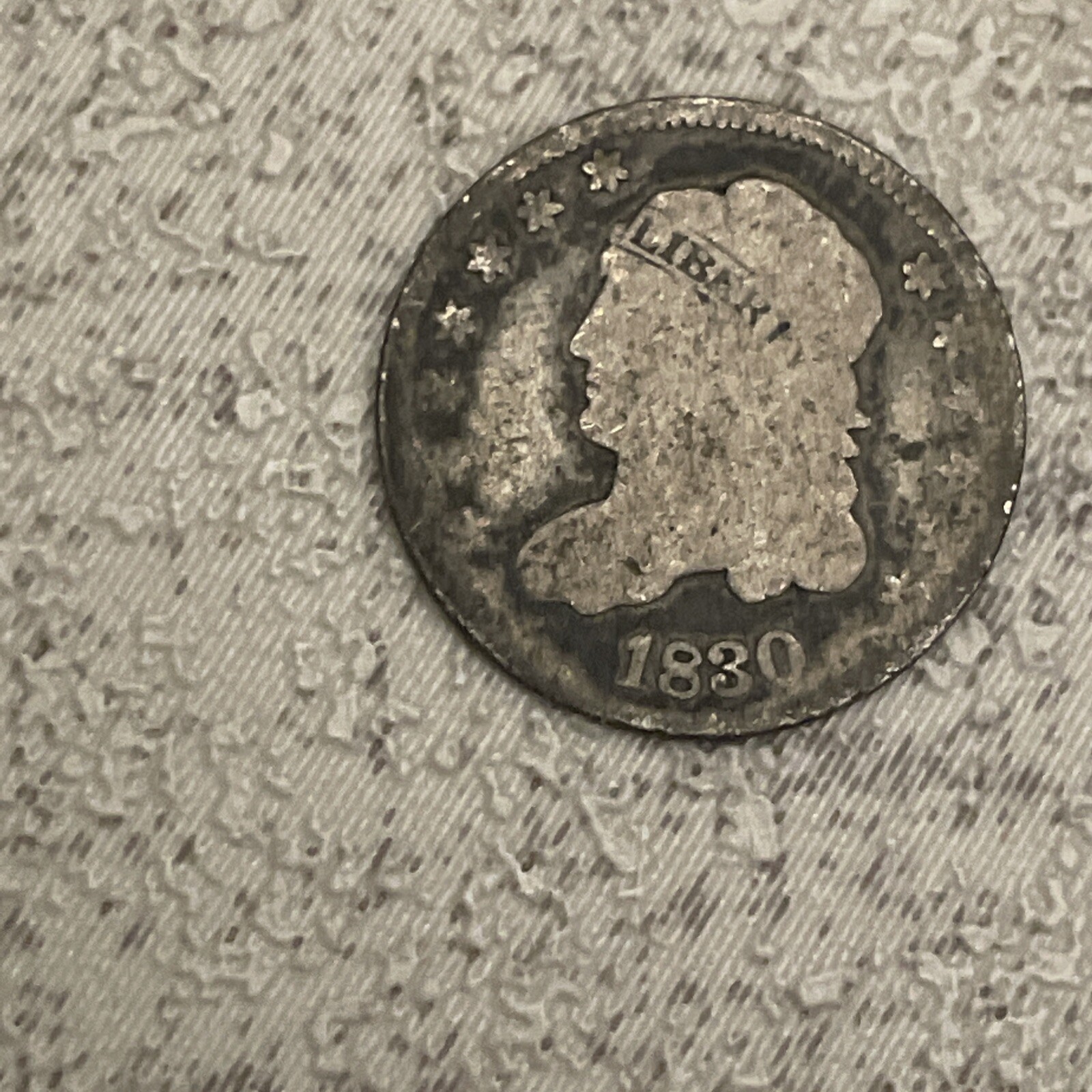 30HD 1830 Capped Bust silver half dime full Liberty on headband AG+ ...