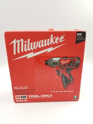 Milwaukee Hex Impact Driver 2462-20 M12 12V Li-Ion 1/4" Cordless 12 ...