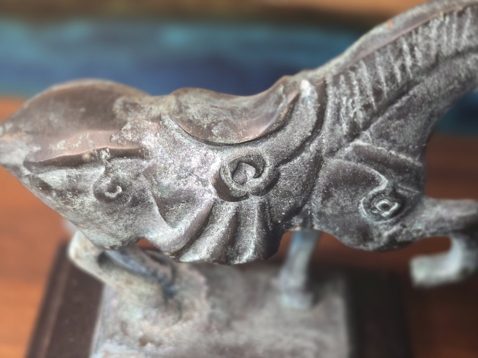 Antique Tang Dynasty Cast Iron Chinese War Horse Statue 6.25" Very COOL ...