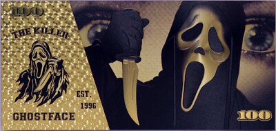 Scream GhostFace $100 Horror Note Full Color Novelty 24K Gold Plated ...