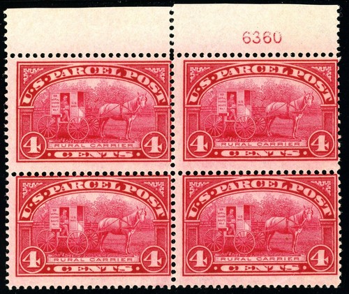 USAstamps Unused FVF US 1912 Parcel Post Plate # Block Scott Q4 OG MNH ...