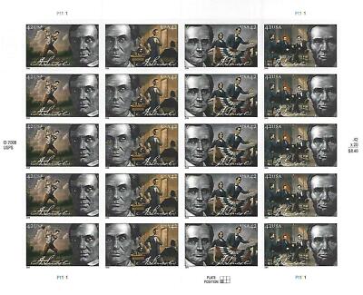 President Abraham Lincoln 42 Cent USPS Stamp Sheet 20 Stamps 2009 42c ...