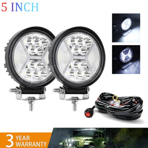 5"inch LED Work Light Bar 120W Round Driving Fog Lamp Spot DRL Offroad ...