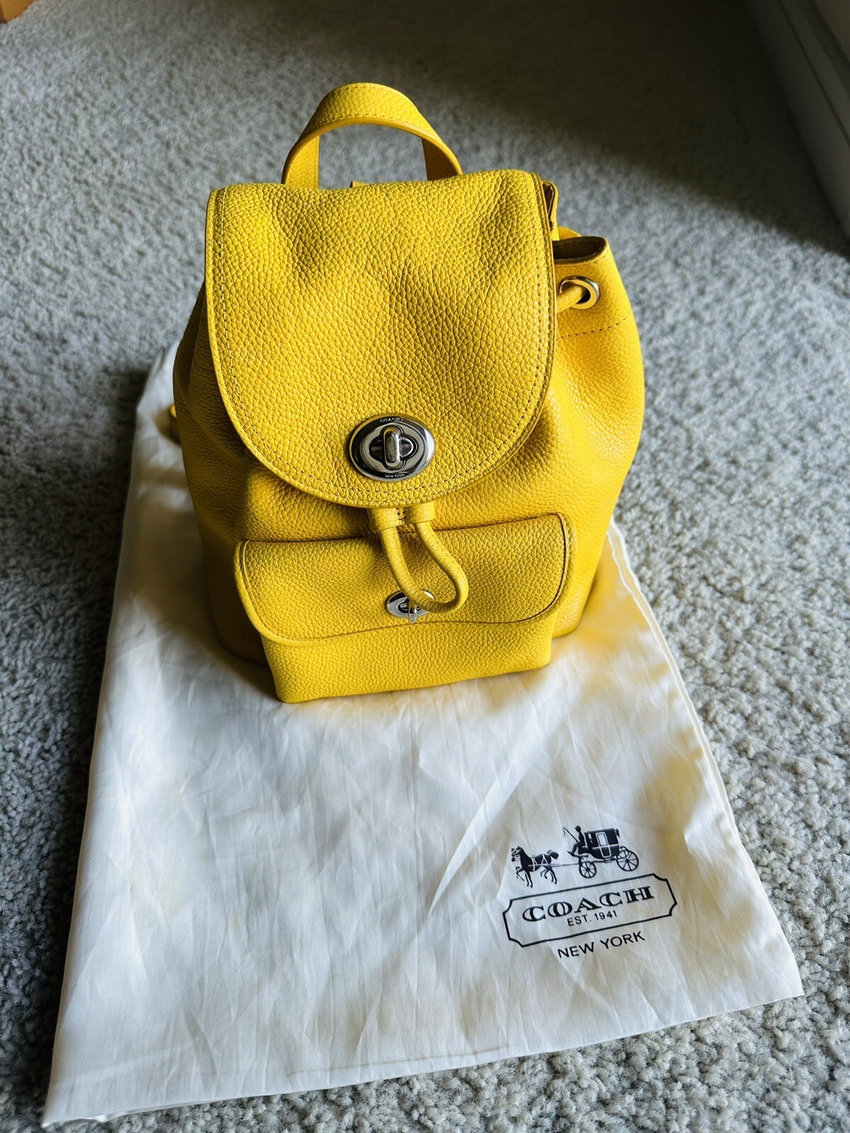 Coach Mini Billie Yellow Pebbled Leather Turnlock Dra… - Gem
