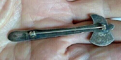 VINTAGE 1950S NATIVE AMERICAN STERLING SILVER & TURQUOISE TOMAHAWK PIN ...