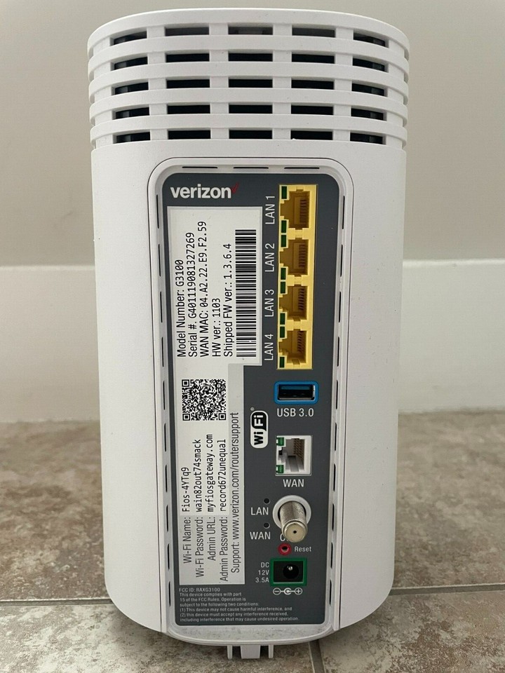 Verizon Fios Home Router Modem G3100 Wi-Fi Technology G 3100 No Power ...
