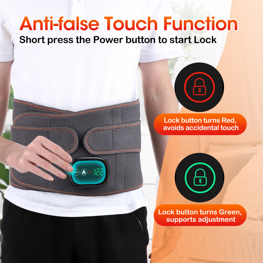 Electric Infrared Heating Belt Vibration Waist Massage Lumbar Back Pain ...