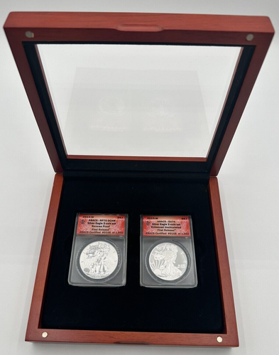 2013-W REVERSE PROOF & ENHANCED SILVER EAGLE ANACS RP70 EU70 WEST POINT ...