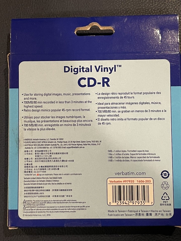 Verbatim CD-R 80min 52X with Digital Vinyl Surface - 10pk Bulk Box ...