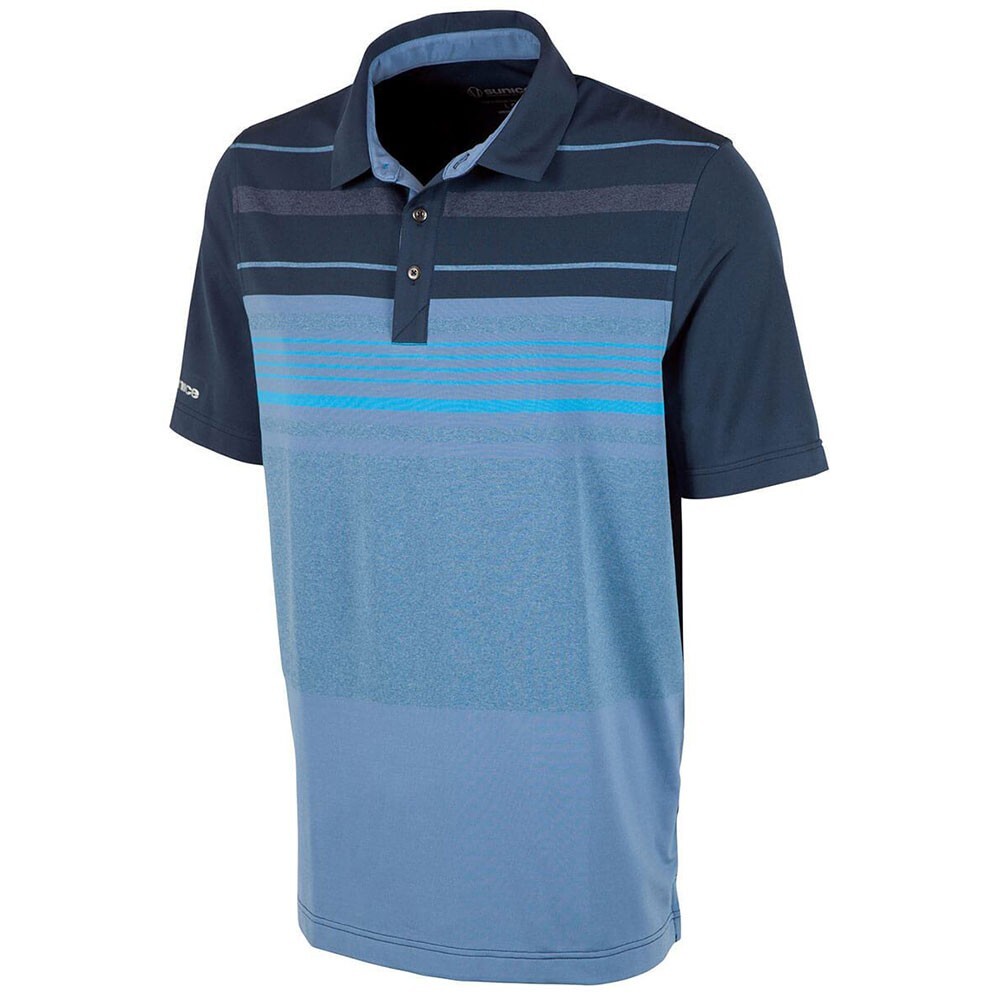 Sunice NEW Mens Rowen Chest Stripe Polo Shirt Midnight/Blue Mist Medium ...