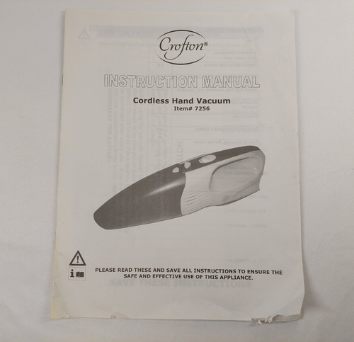 Hand Vacuum Cordless Manual Operating Instructions Model # 7256 | eBay