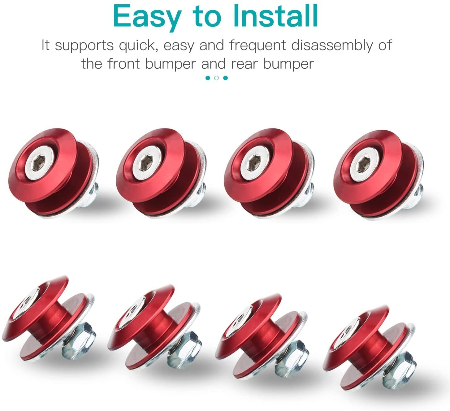 8PCS Red Bumper Quick Release Front Rear Bumper Fastener Trunk Fender ...