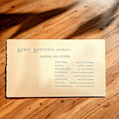 Berry Brothers, Detroit - Offices and Stores Advertisement Card ...